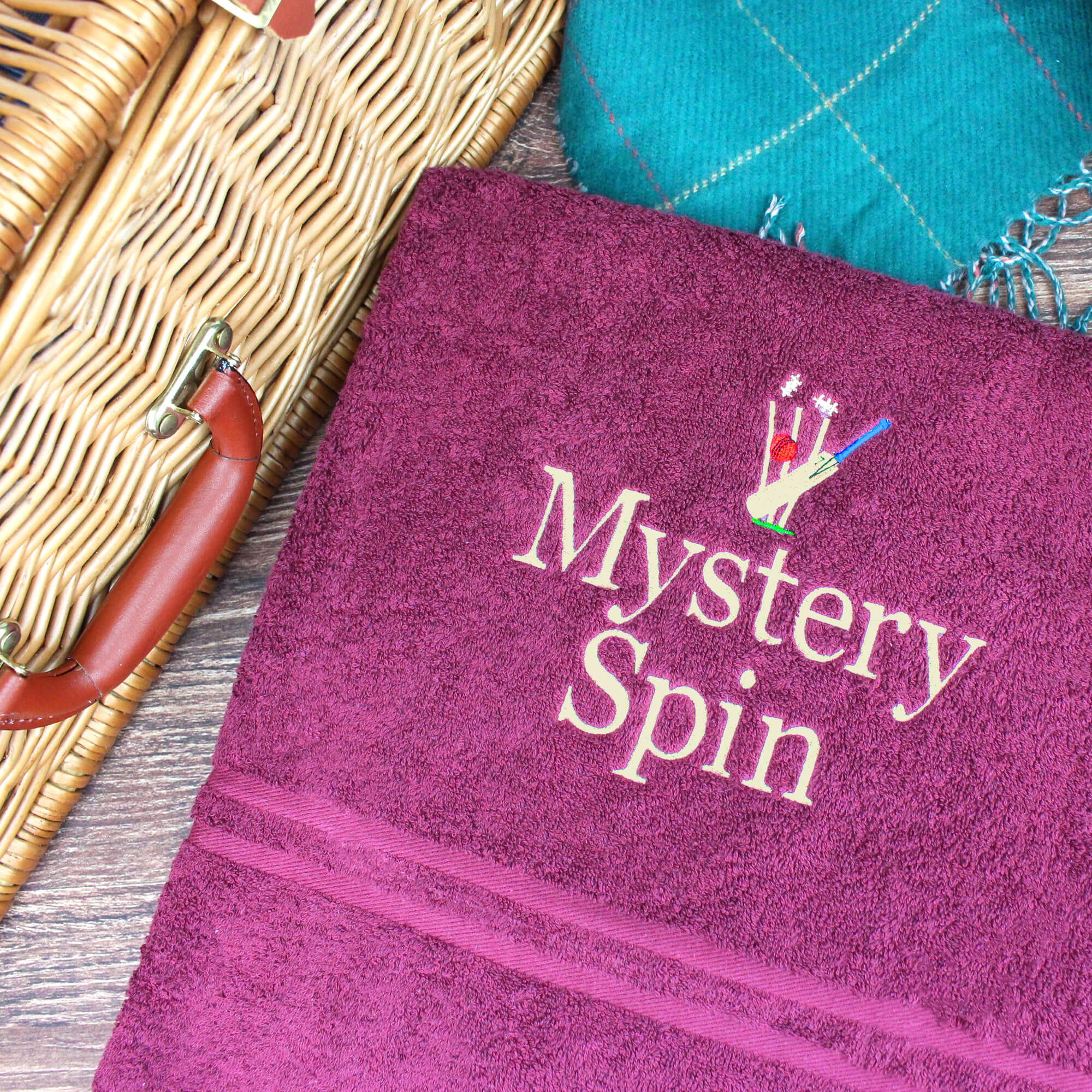 Personalised Embroidered Red Cricket Towel • TeddyTs