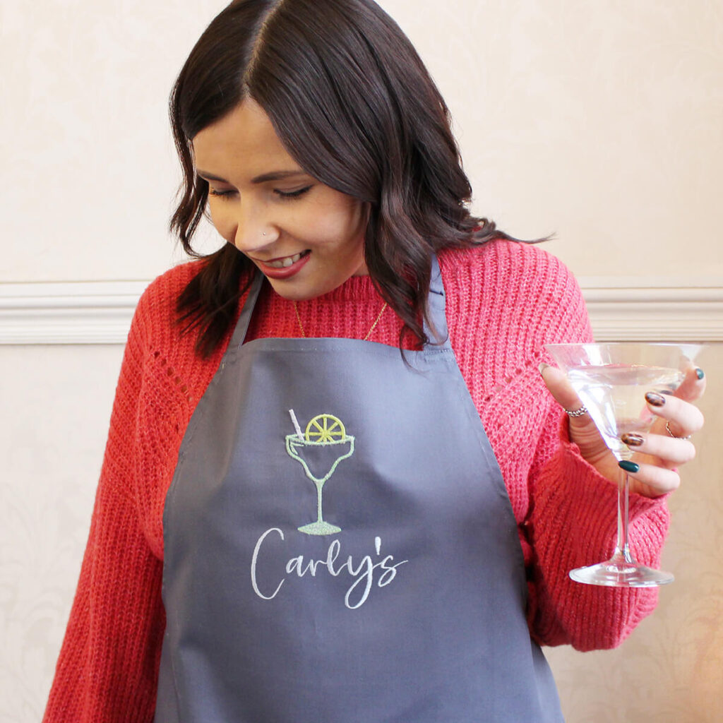 Personalised Cocktail Design Apron in Charcoal | TeddyT's