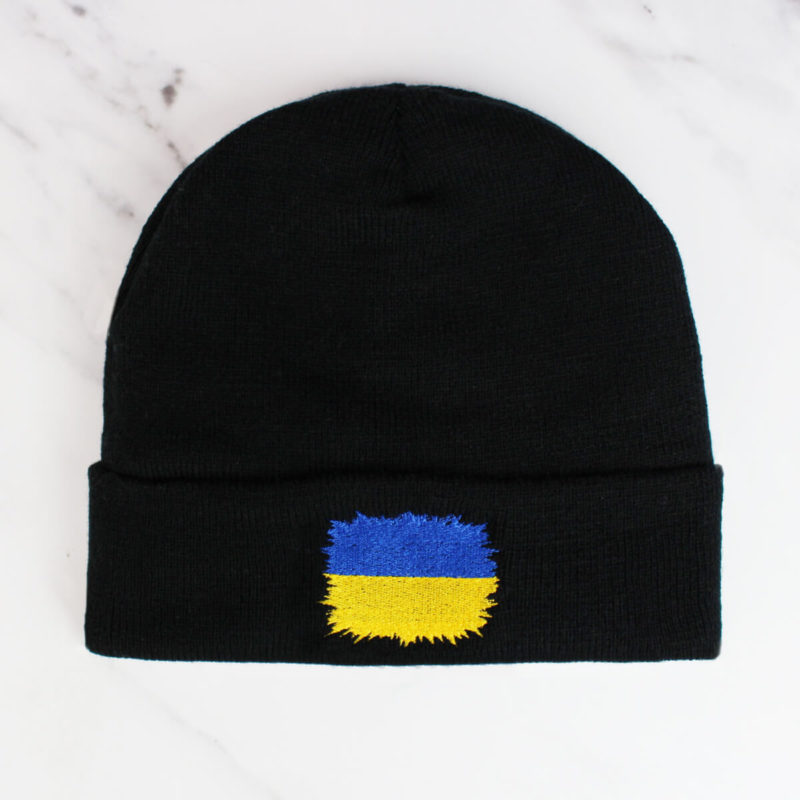 Men's Ukraine Flag Thermal Sports Black Beanie Hat | TeddyT's