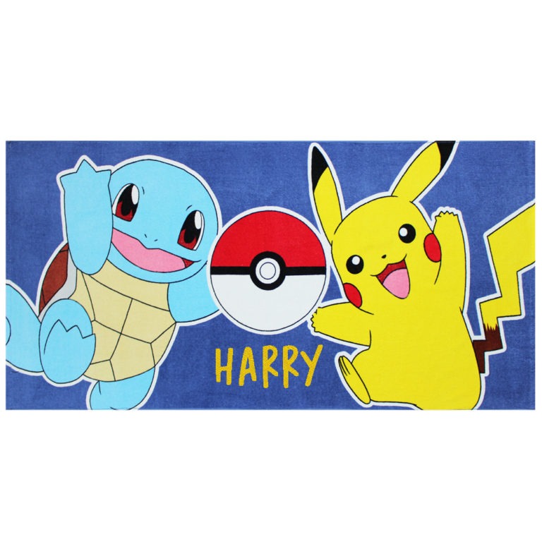 Personalised Pokémon Pikachu & Squirtle Beach Towel | TeddyT's